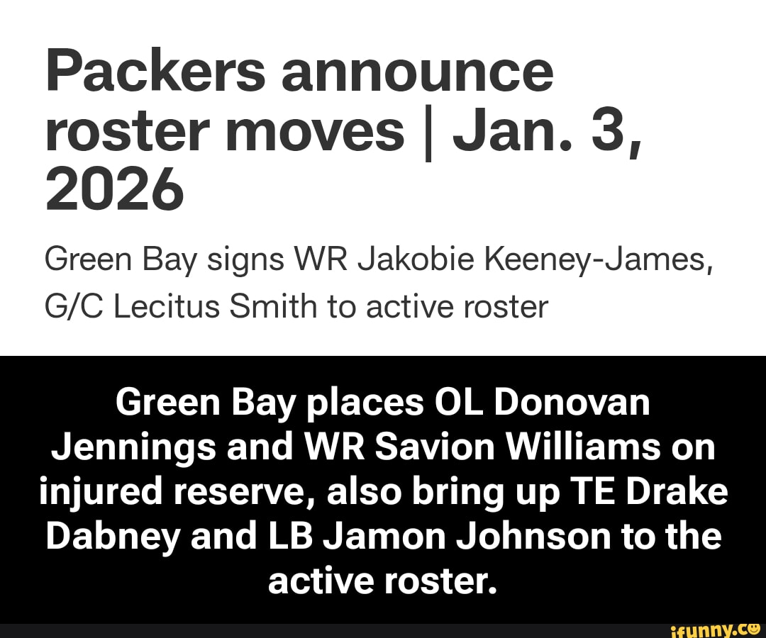 Packers announce roster moves I Jan. 3, 2026 Green Bay signs WR Jakobie ...