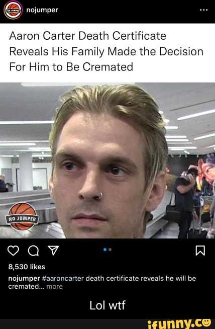 Aaron Carter Death Certificate Reveals His Family Made the Decision For ...