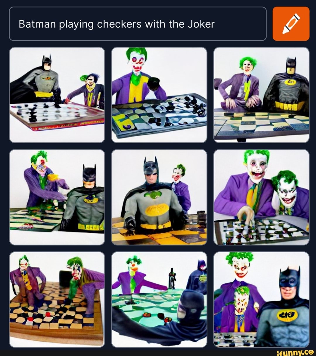 Batman playing checkers with the Joker - iFunny