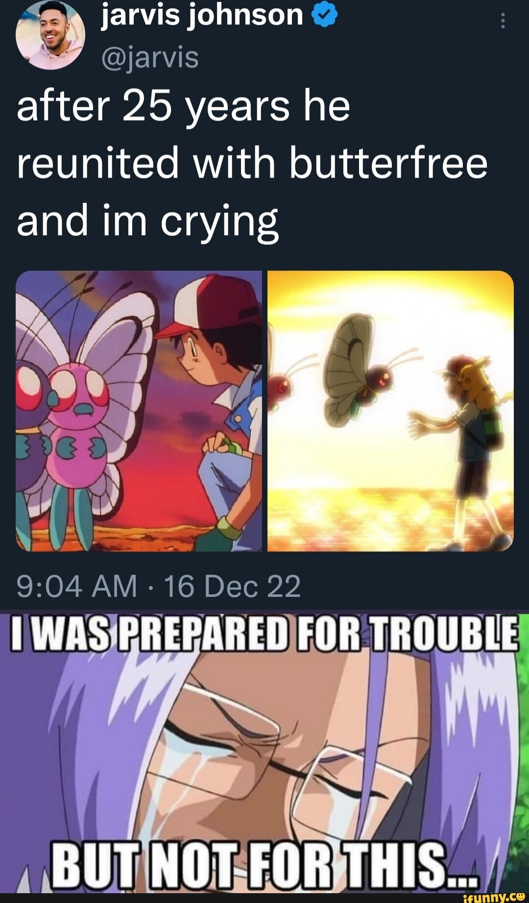 Jarvis johnson @jarvis after 25 years he reunited with butterfree and ...