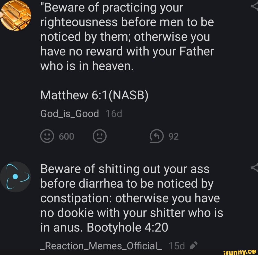 SS: Gi "Beware of practicing your righteousness before men to be ...