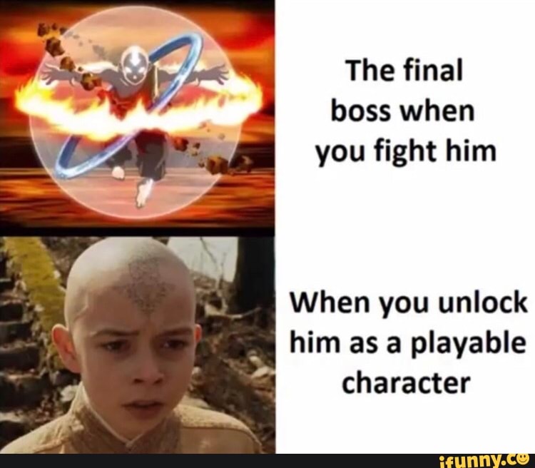 The final boss when you fight him When you unlock him as a playable ...