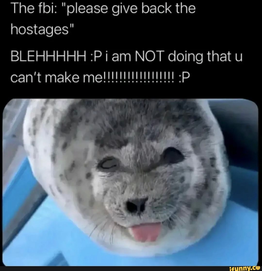 The fbi: "please give back the hostages" BLEHHHHH :Pi am NOT doing that ...