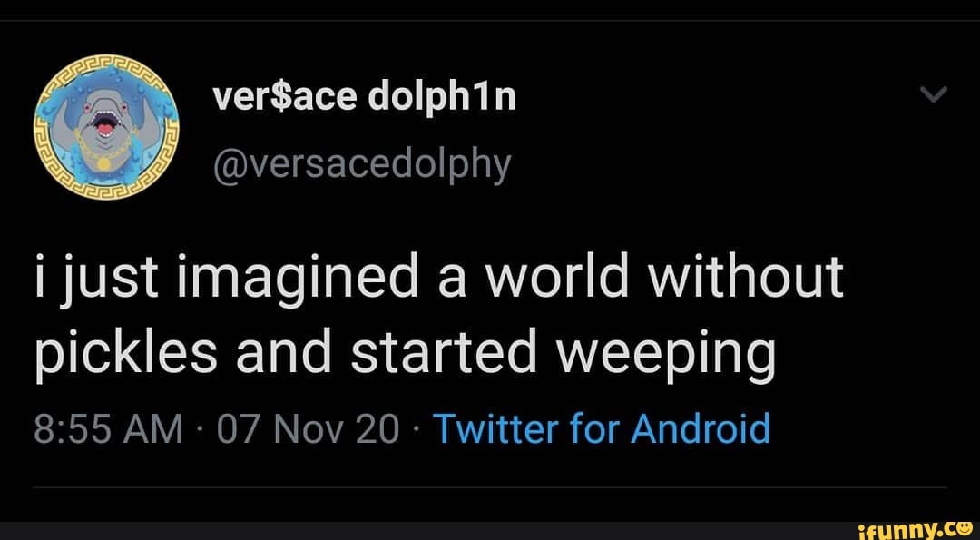 Dolphin just imagined a world without pickles and started weeping AM 07 ...