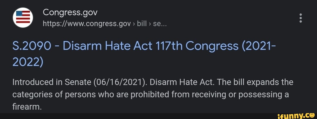 Congress.gov bill " se... S.2090 - Disarm Hate Act 117th Congress (2021 ...