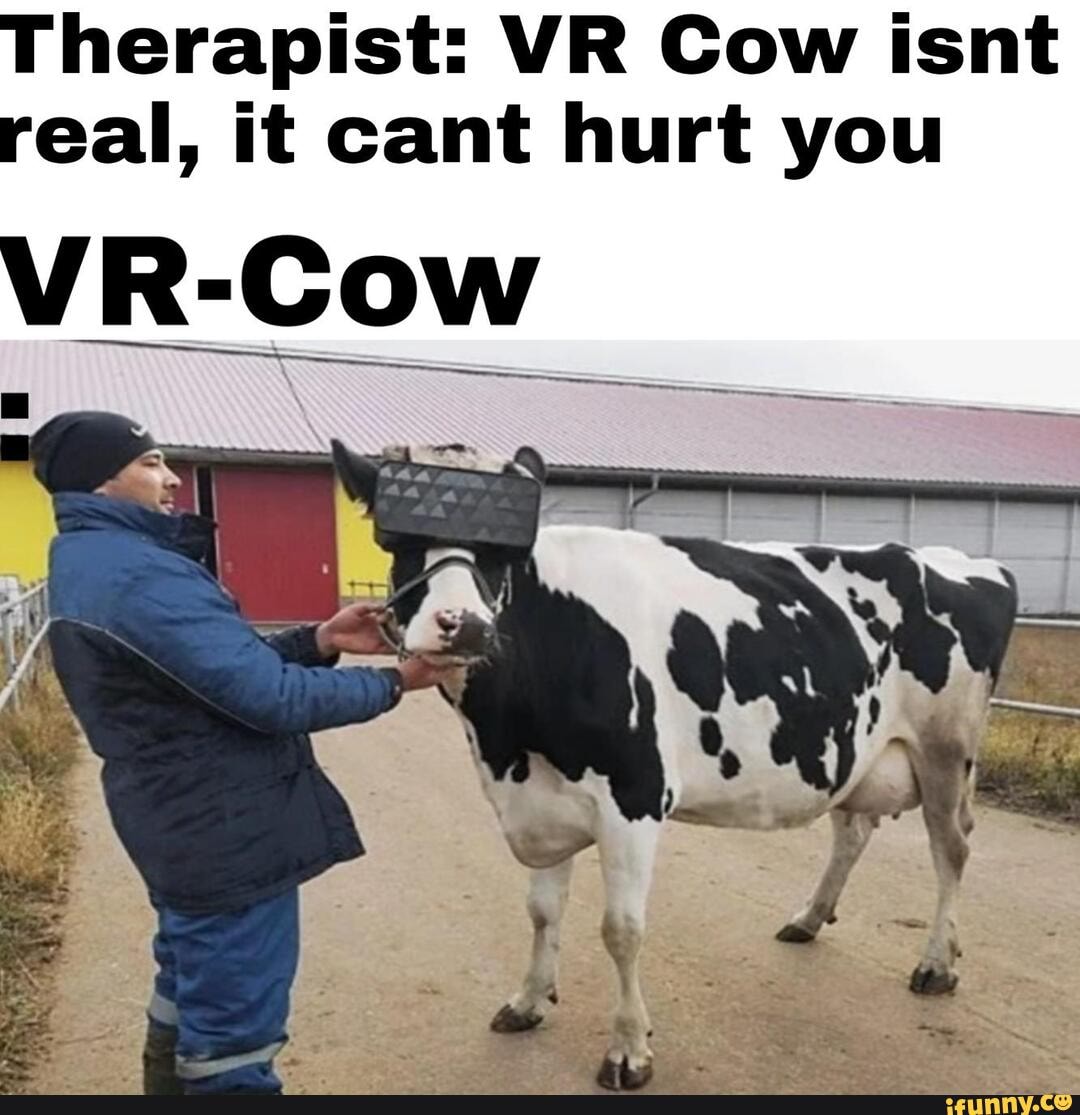 Therapist: VR Cow isnt real, it cant hurt you - iFunny