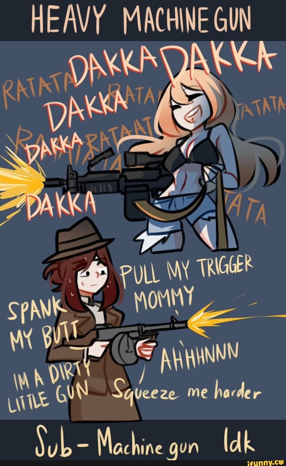 HEAVY MACHINE GUN PULL TRIGGER Butt Squeeze me harder Sub Machine gun ...