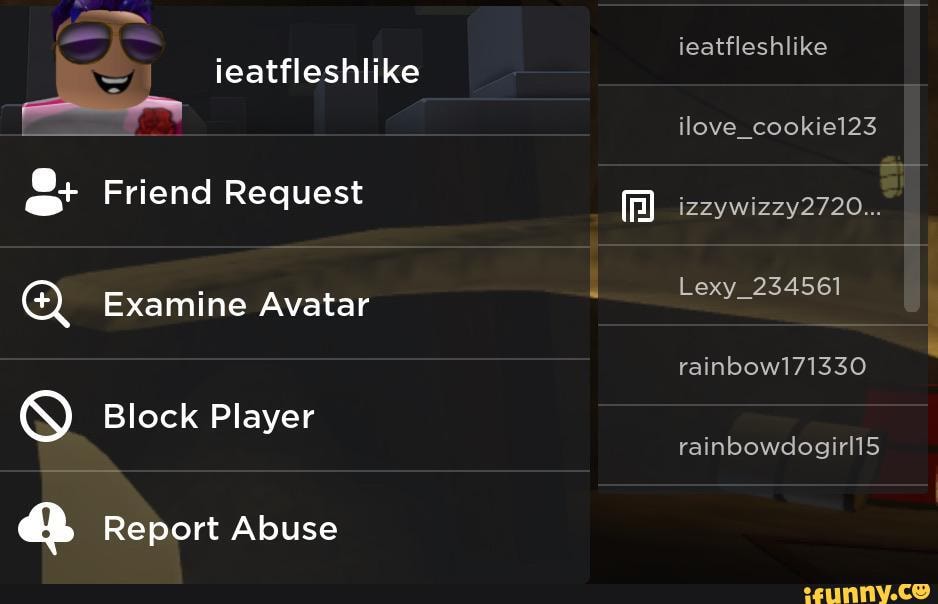 Friend Request Q Examine Avatar Qg Block Player Report Abuse ilove ...