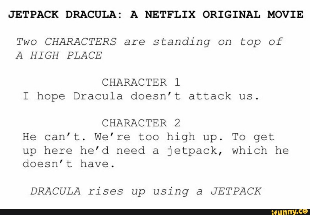 Jetpackula - JETPACK DRACULA: A NETFLIX ORIGINAL MOVIE Two CHARACTERS are standing on top of A ...