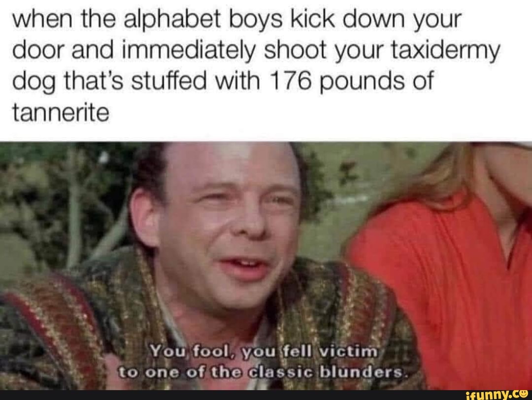 When the alphabet boys kick down your door and immediately shoot your ...