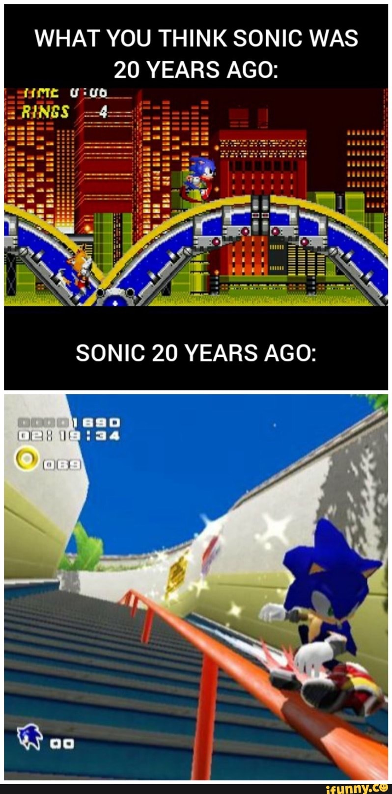 WHAT YOU THINK SONIC WAS 20 YEARS AGO: SONIC 20 YEARS AGO: - iFunny