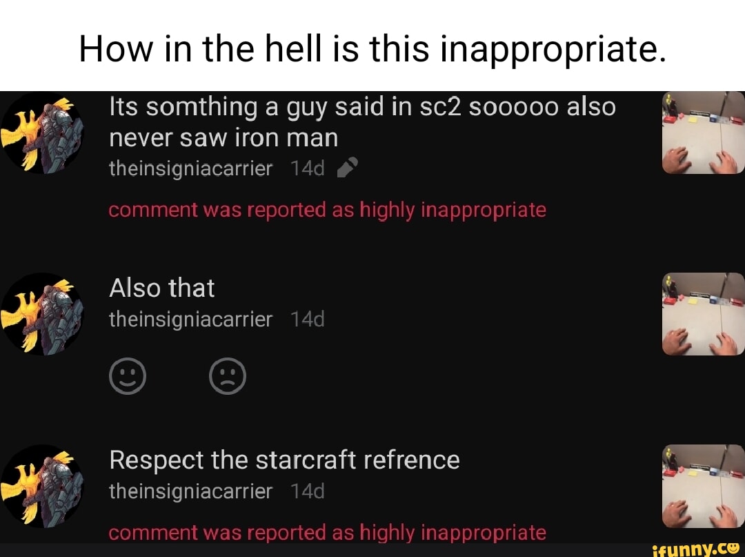 How in the hell is this inappropriate. Its somthing a guy said in ...