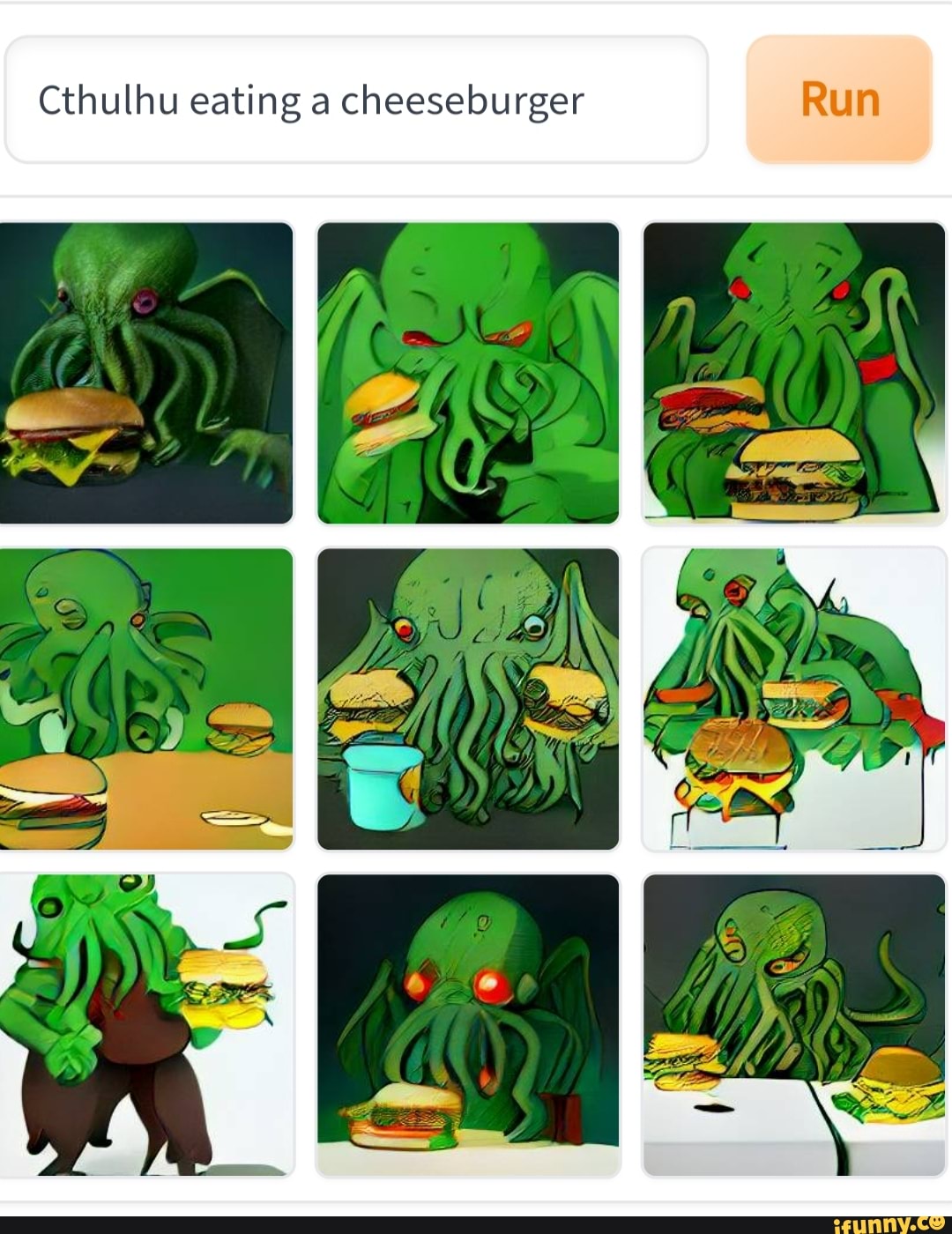 Cthulhu eating a cheeseburger - iFunny
