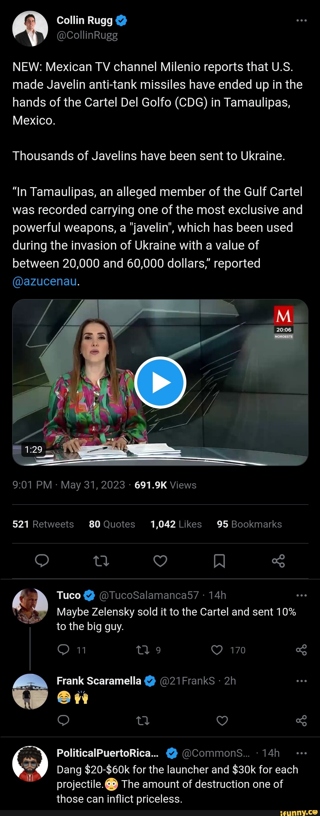 Collin Rugg NEW: Mexican TV channel Milenio reports that U.S. made ...