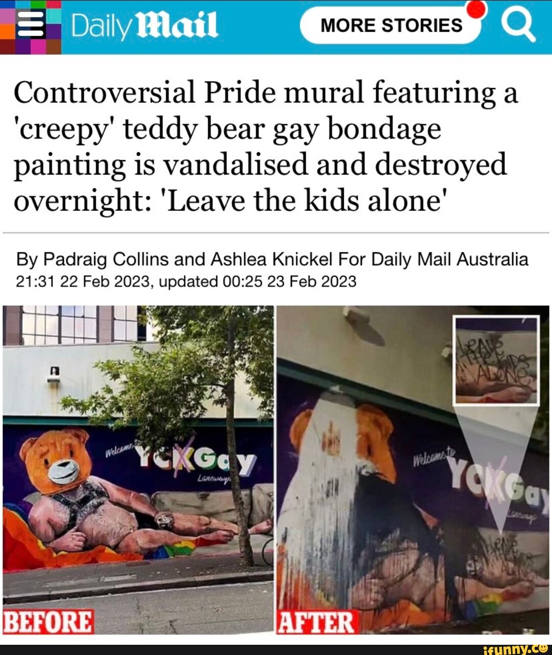 MORE STORIES Controversial Pride mural featuring a 'creepy' teddy bear ...
