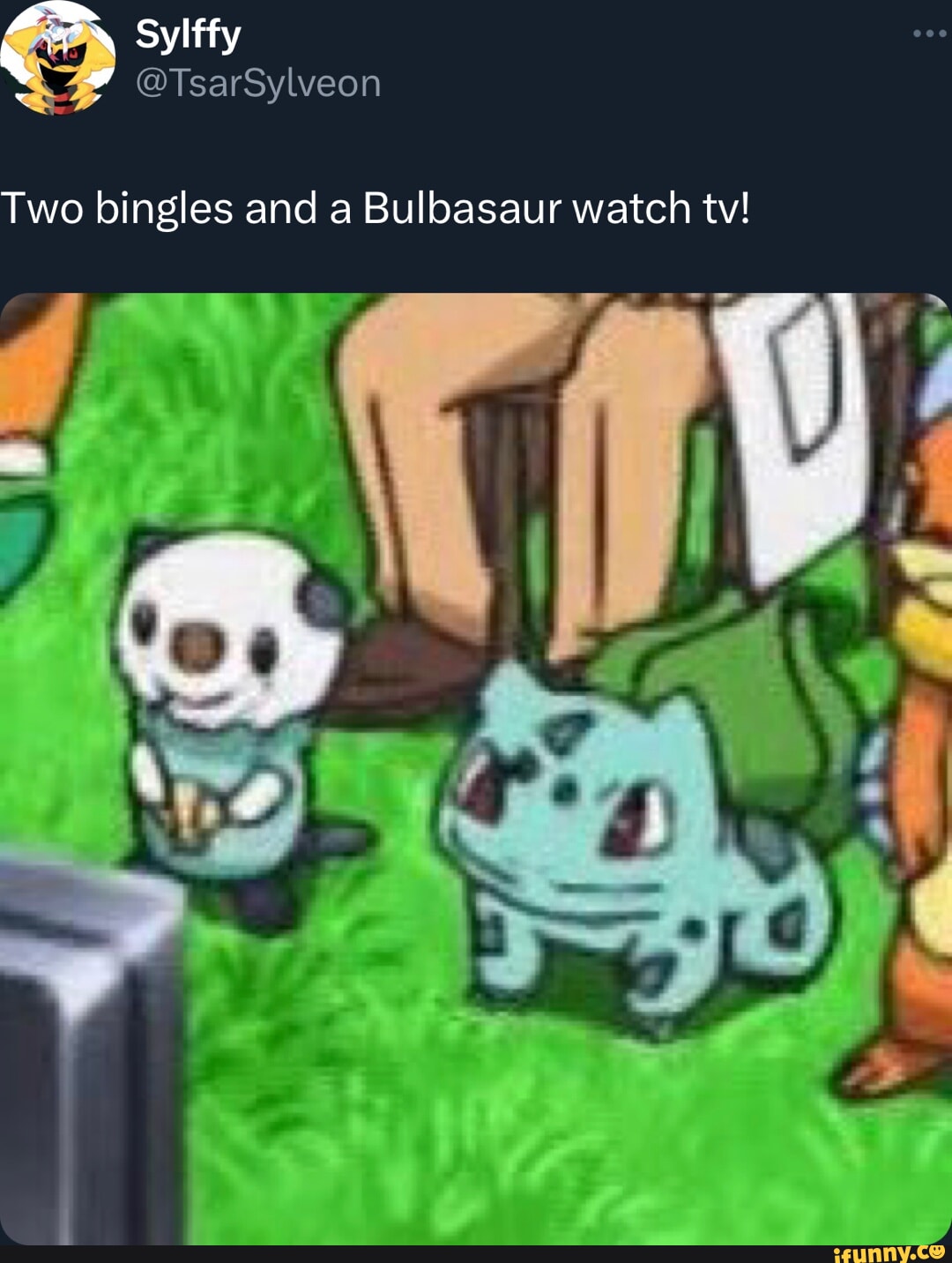 Two bingles and a Bulbasaur watch tv! I - iFunny