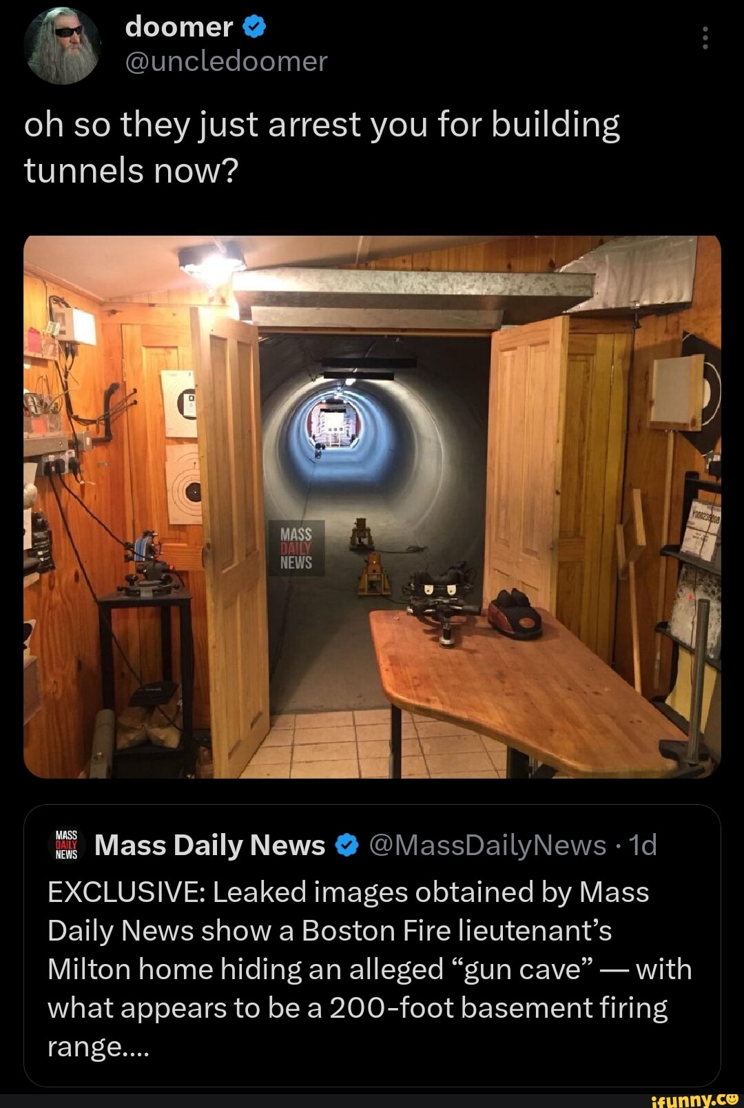 Doomer @ @uncledoomer oh so they just arrest you for building tunnels ...