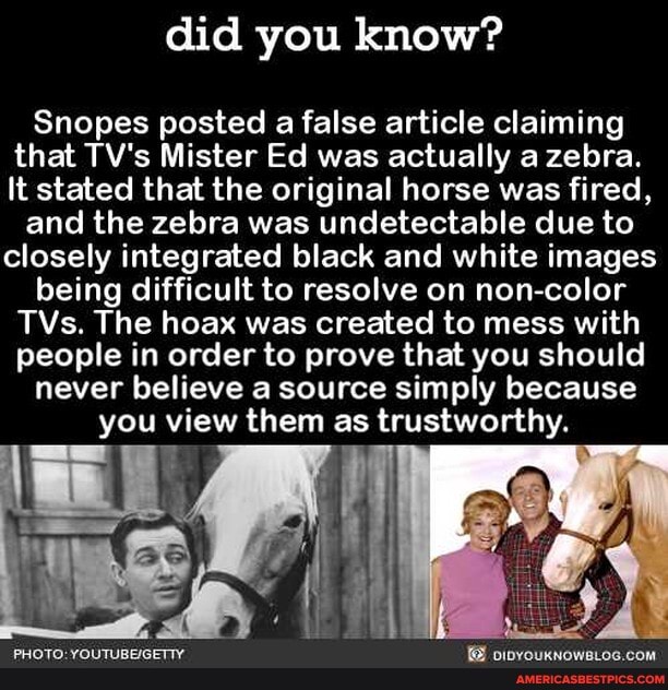 Did you know? Snopes posted a false article claiming that TV's Mister ...