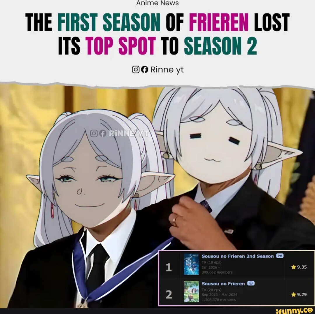 Anime News THE FIRST SEASON OF FRIEREN LOST ITS TOP SPOT TO SEASON 2 ...