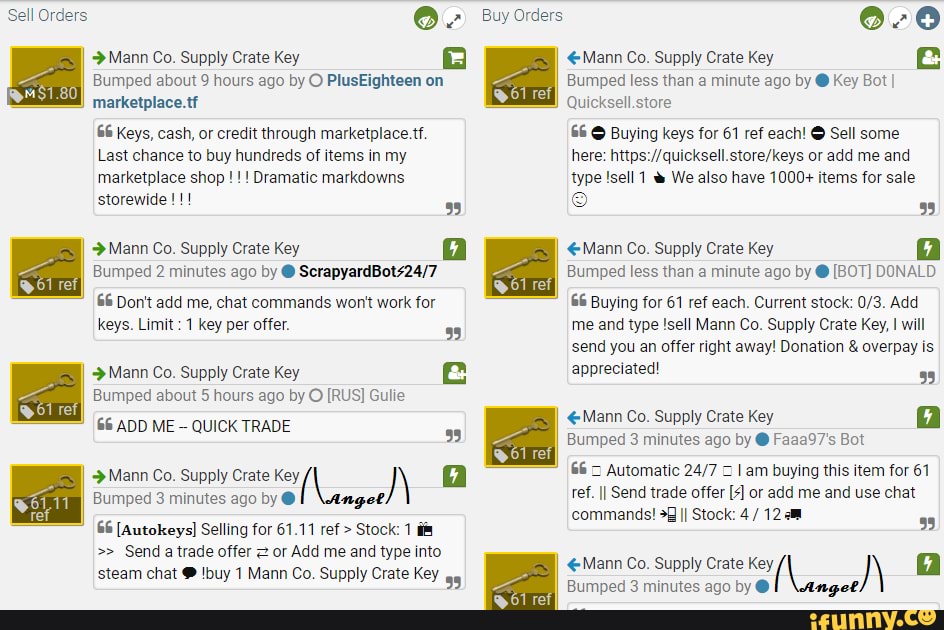 Sell Orders Mann Co. Supply Crate Key &6 Keys, cash, or credit through ...