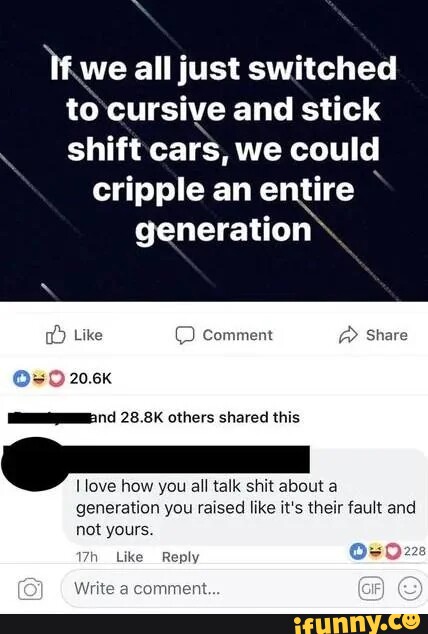 If we all just switched to cursive and stick shift cars, we could ...