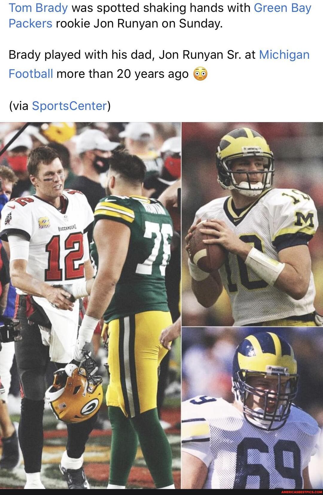 Tom Brady was spotted shaking hands with Green Bay Packers rookie Jon ...