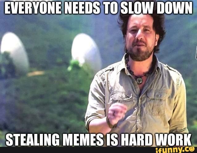 EVERYONE NEEDS SLOW DOWN STEALING MEMES IS HARD WORK - iFunny