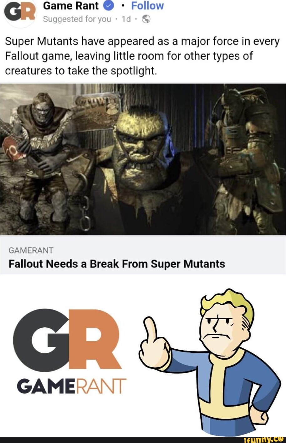 Game Rant Follow id-& Suggested for you Super Mutants have appeared as ...