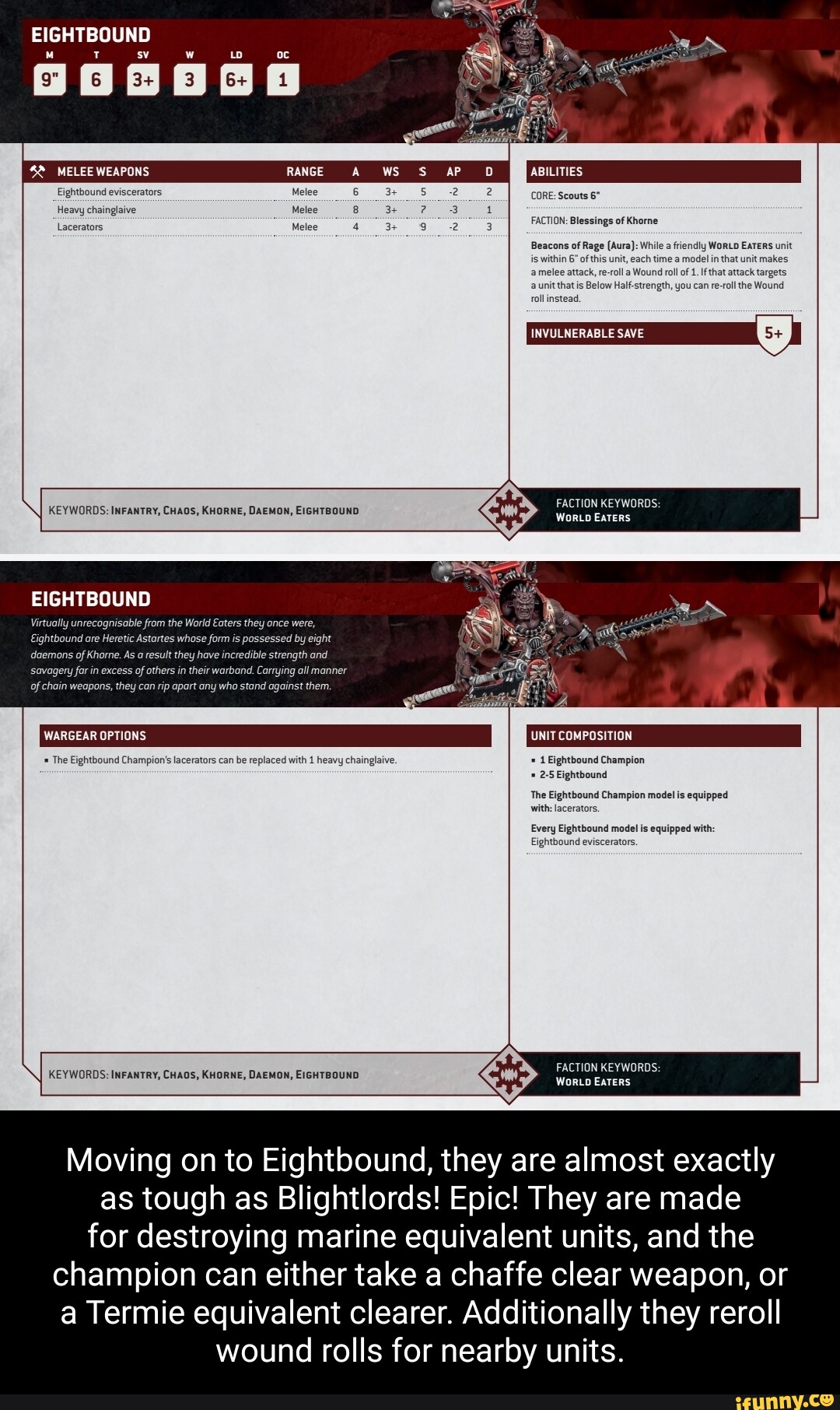 EIGHTBOUN ABILITIES Eightbound eviscerators CORE: Scouts MELEE WEAPONS ...