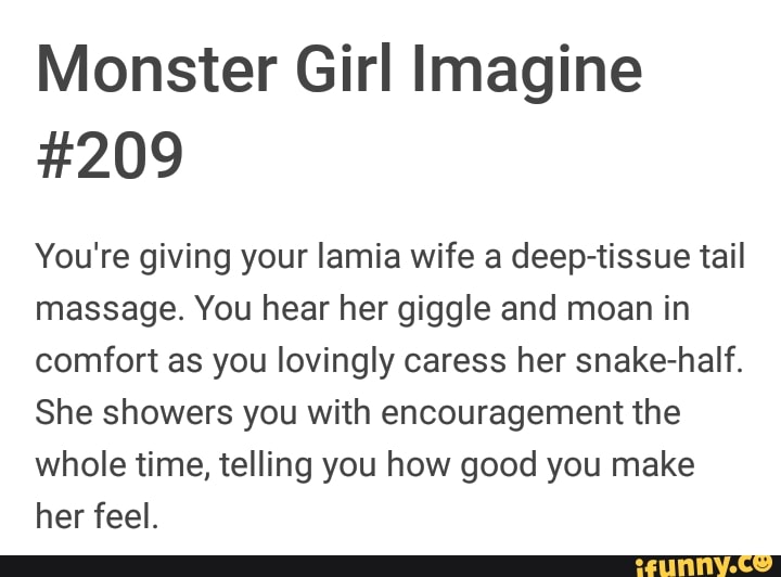 Monster Girl Imagine #209 You're giving your lamia wife a deep-tissue ...