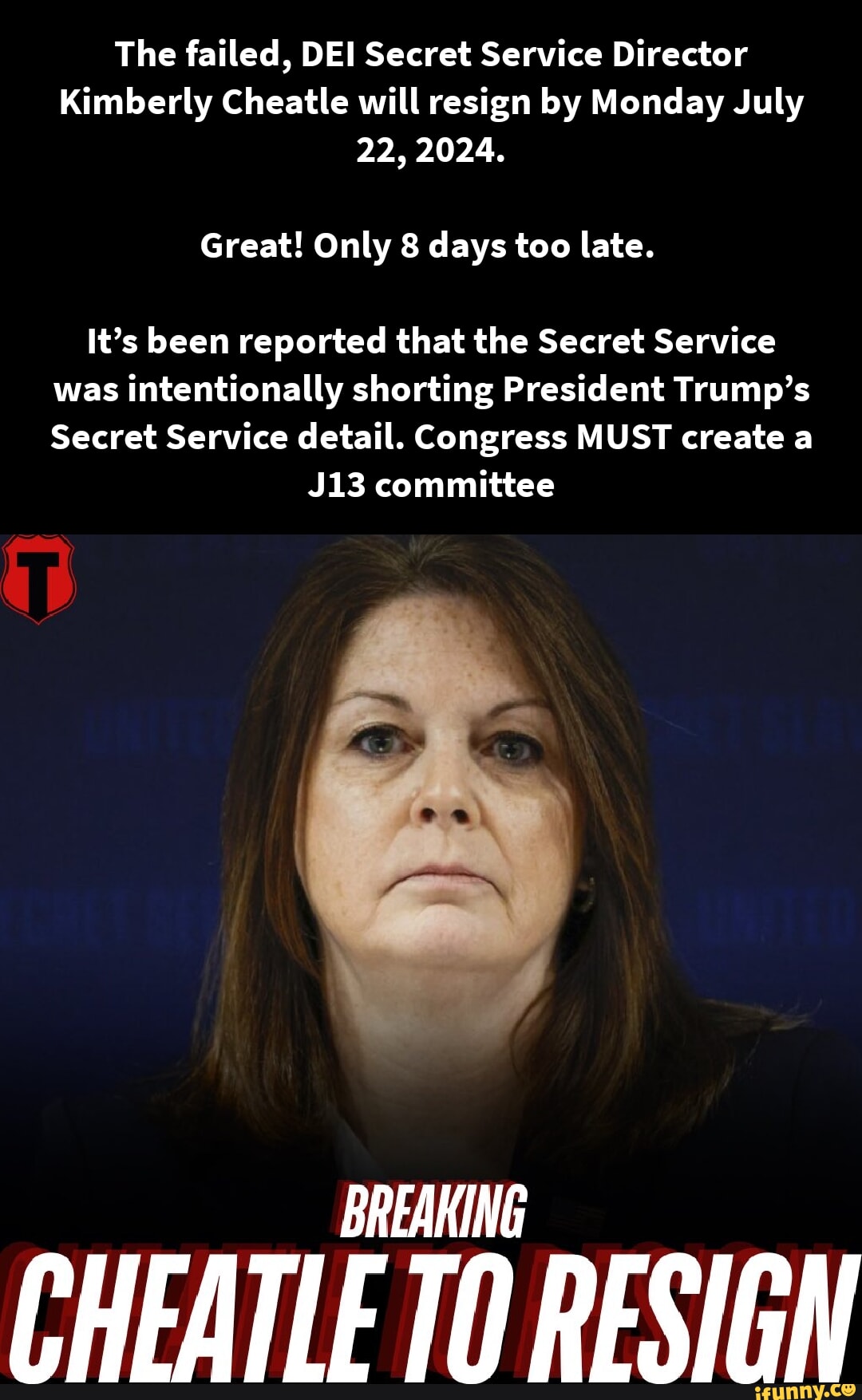 The failed, DEI Secret Service Director Kimberly Cheatle will resign by ...