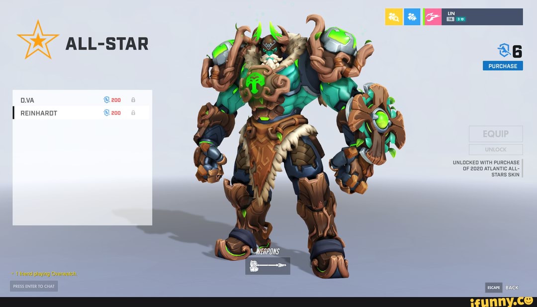 OVA 200 I REINHARDT 200 UN ALL-STAR as PURCHASE UNLOCKED WITH PURCHASE ...