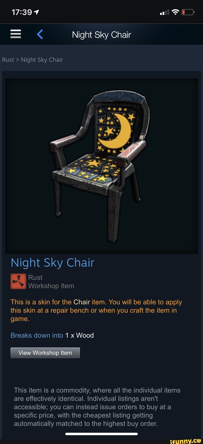 = Night Sky Chair Night Sky Chair Rust Workshop Item This is a skin for ...