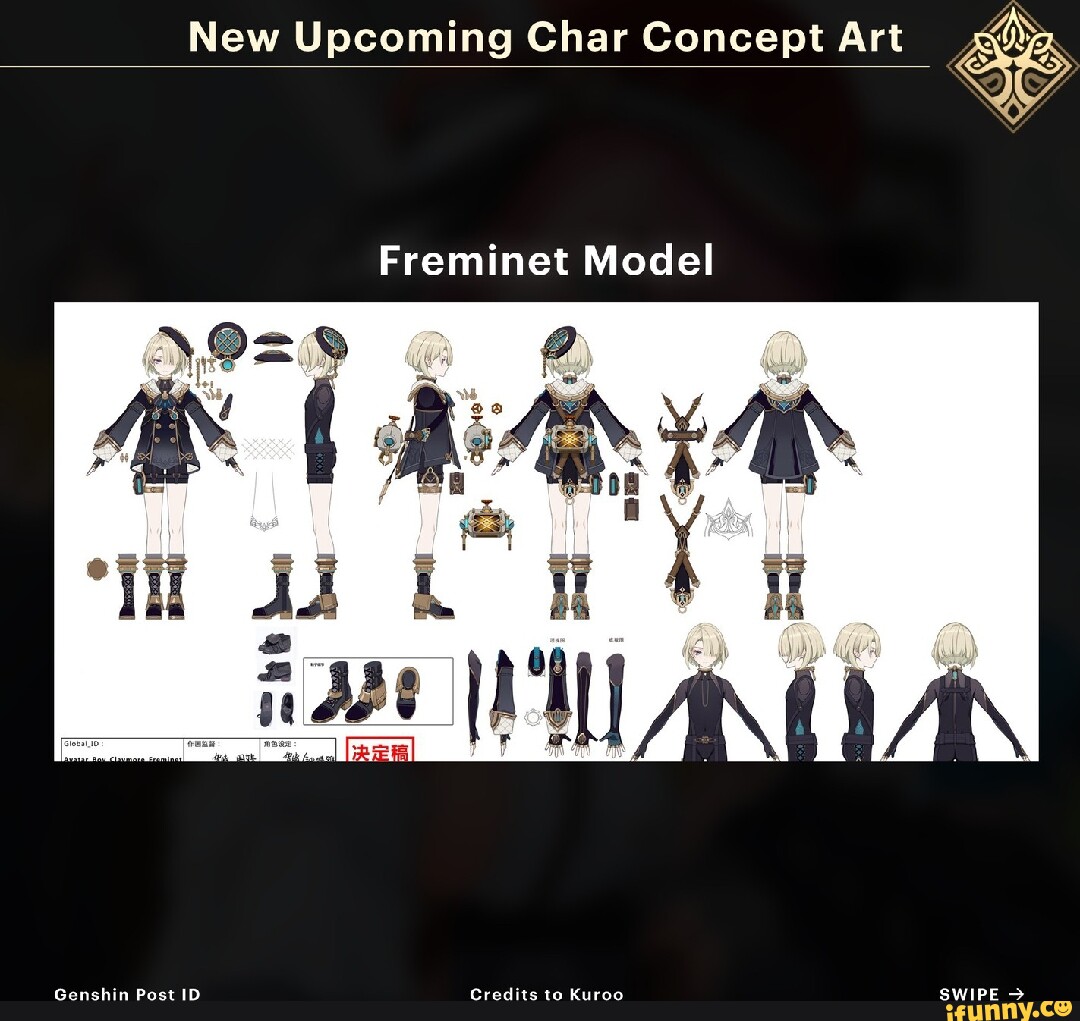 New Upcoming Char Concept Art Freminet Model Genshin Post ID Credits to ...