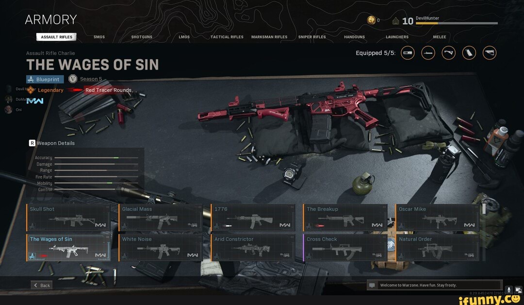 Discord: Devil Hunter#4957 - ARMORY Assault Rifle Charlie THE WAGES OF ...