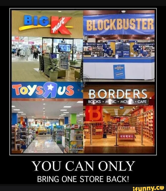 YOU CAN ONLY BRING ONE STORE BACK! - iFunny