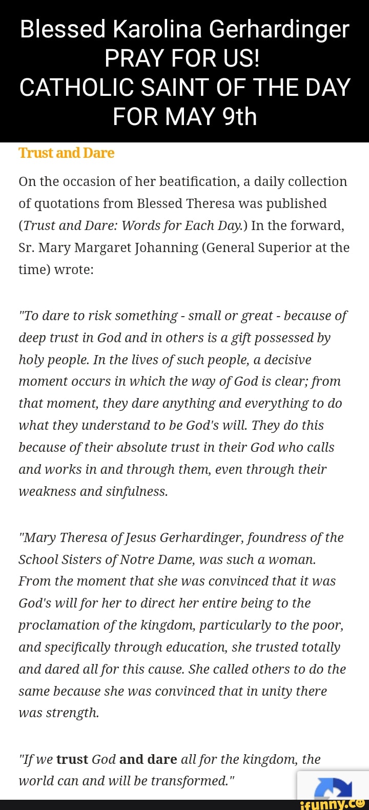 Blessed Karolina Gerhardinger PRAY FOR US! CATHOLIC SAINT OF THE DAY ...