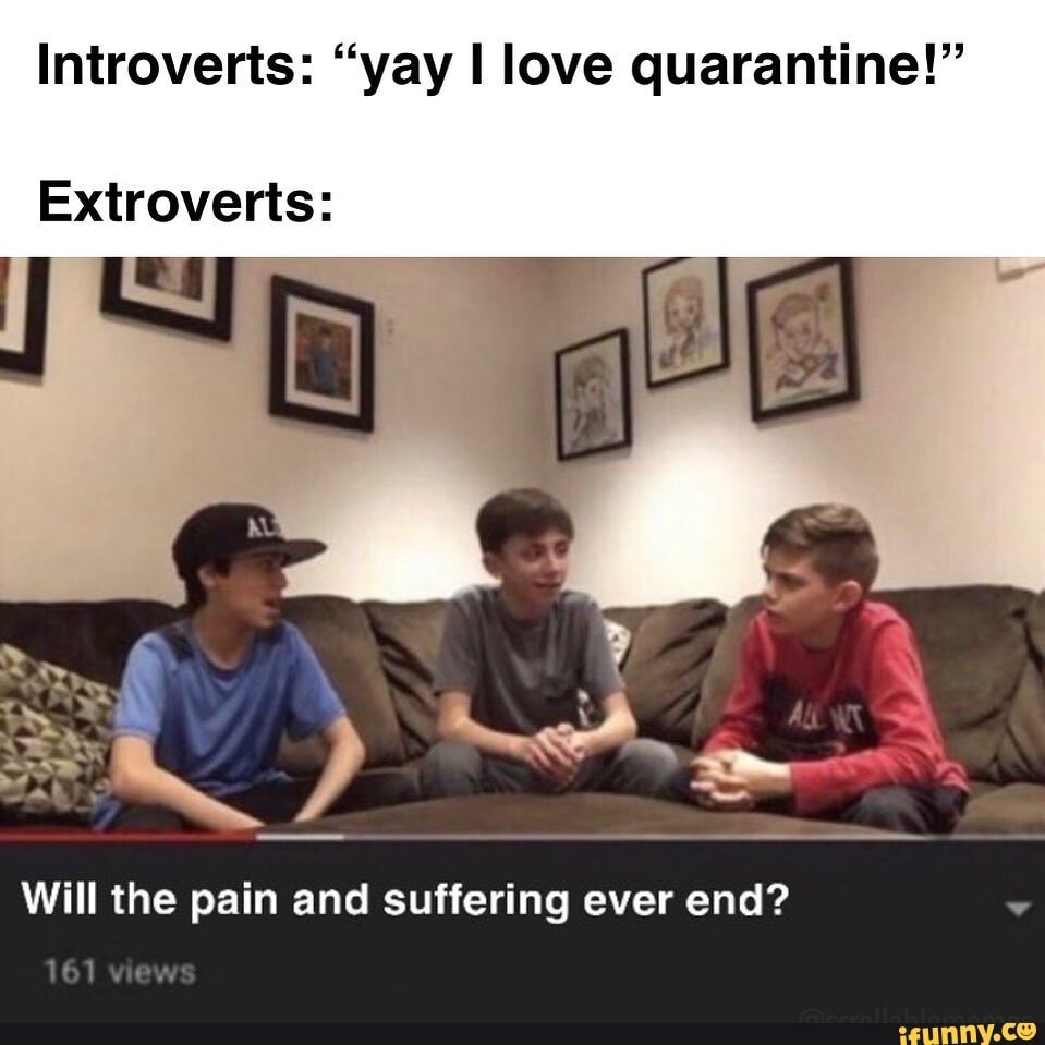 Introverts: "yay love quarantine!" Extroverts: Will the pain and ...