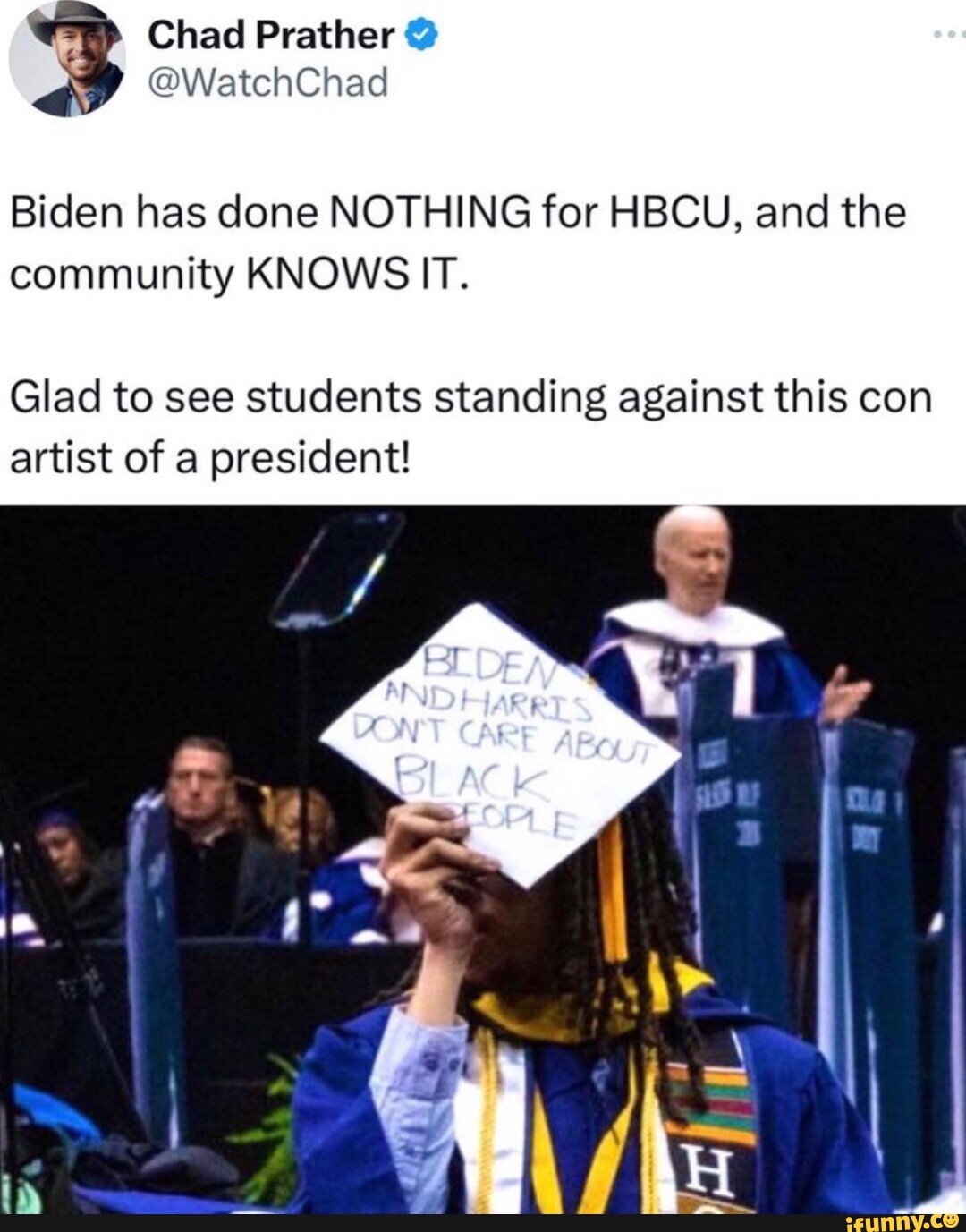 Biden has done NOTHING for HBCU, and the community KNOWS IT. Glad to ...