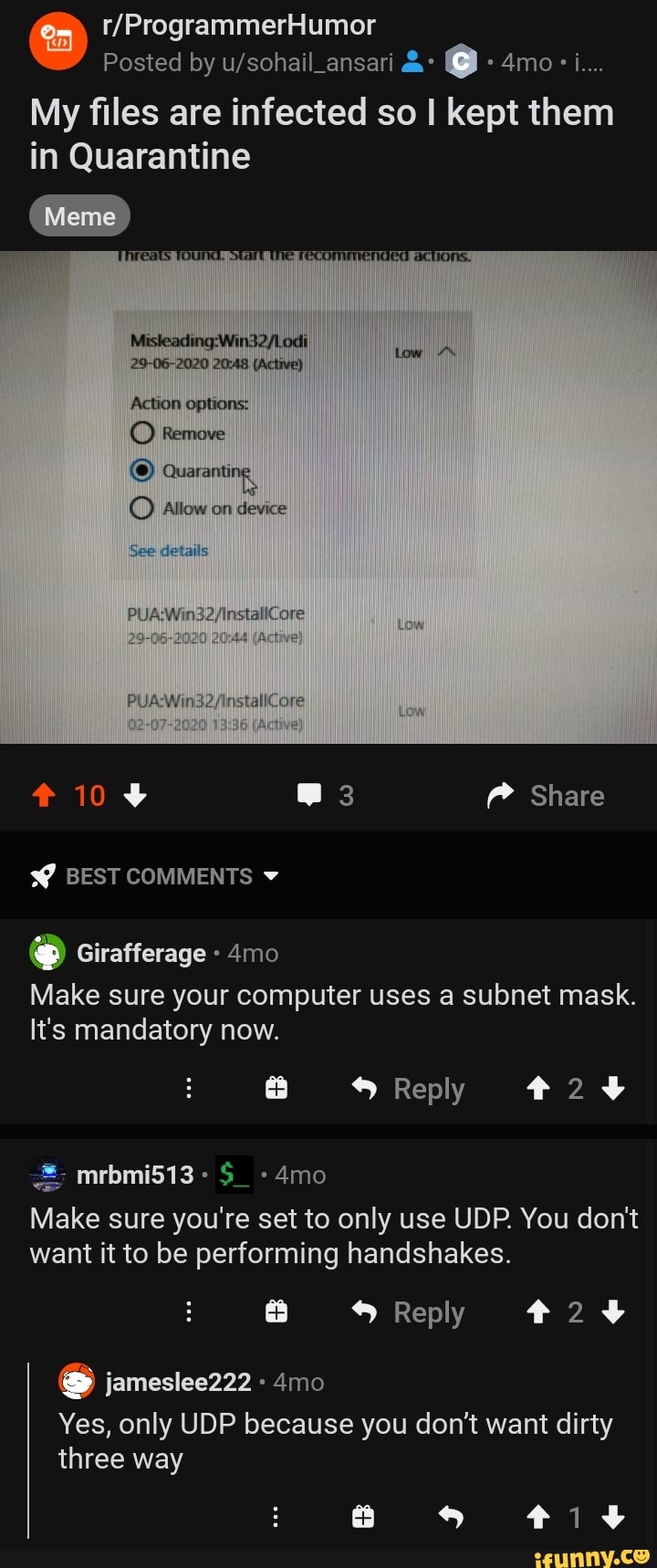 Posted by i... My files are infected so I kept them in Quarantine ...