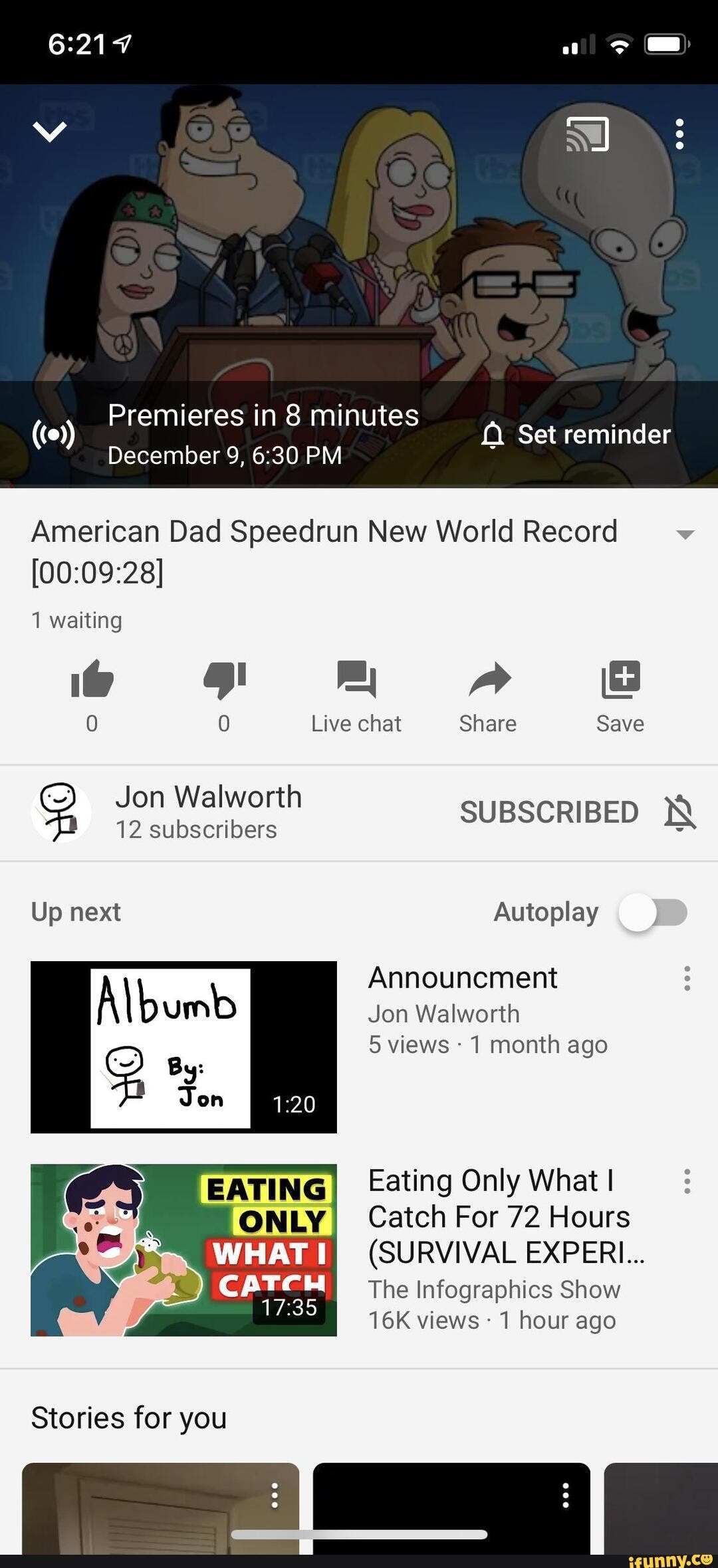 December 9, 6:30 PM American Dad Speedrun New World Record y 1 waiting ...