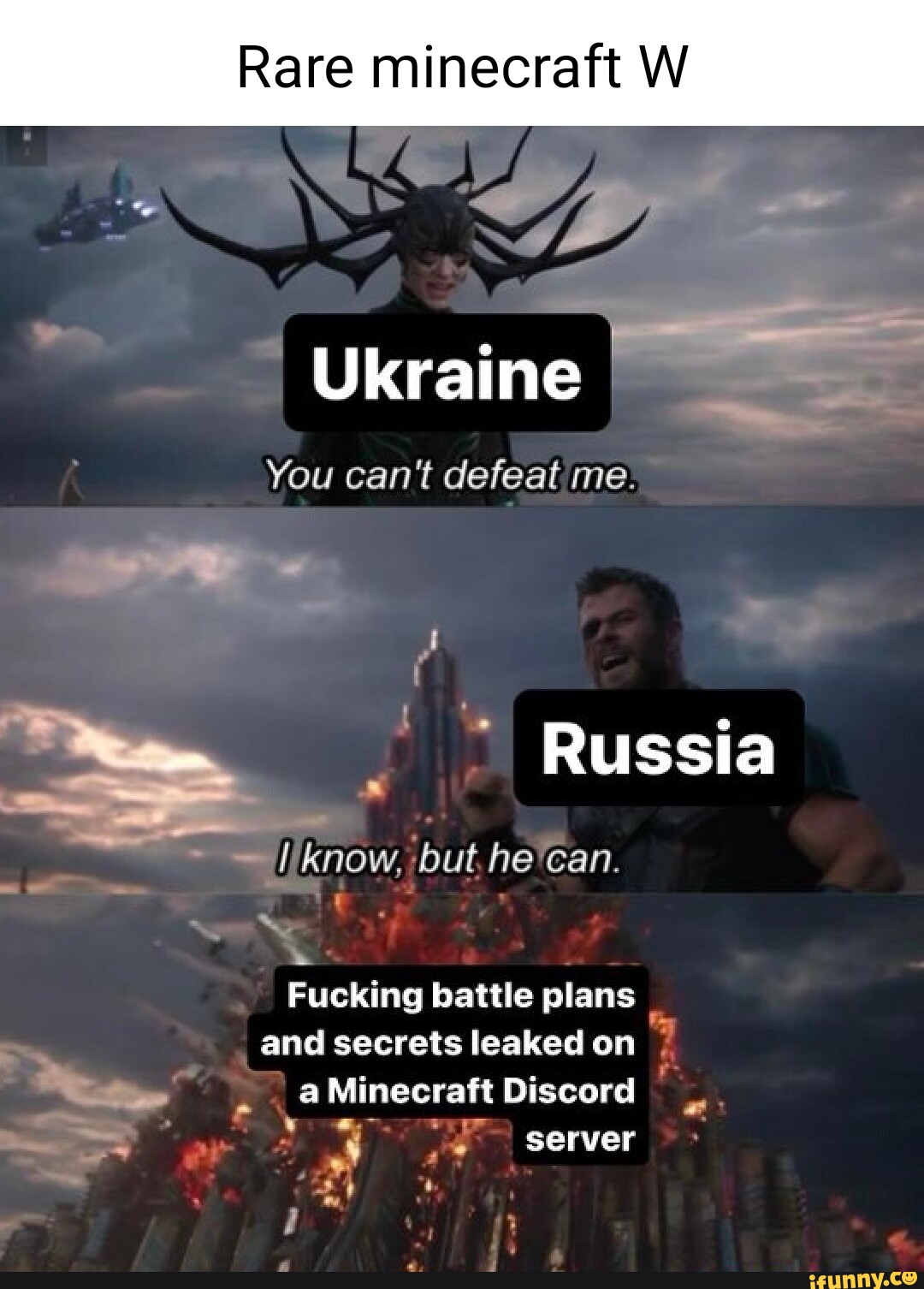 Rare minecraft W Ukraine You can't defeat me. we - Russia - _ know. but ...