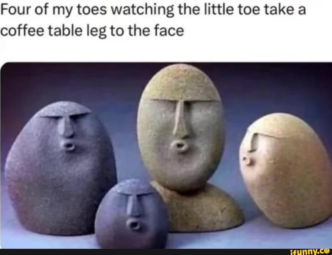 Four of my toes watching the little toe take a coffee table leg to the ...