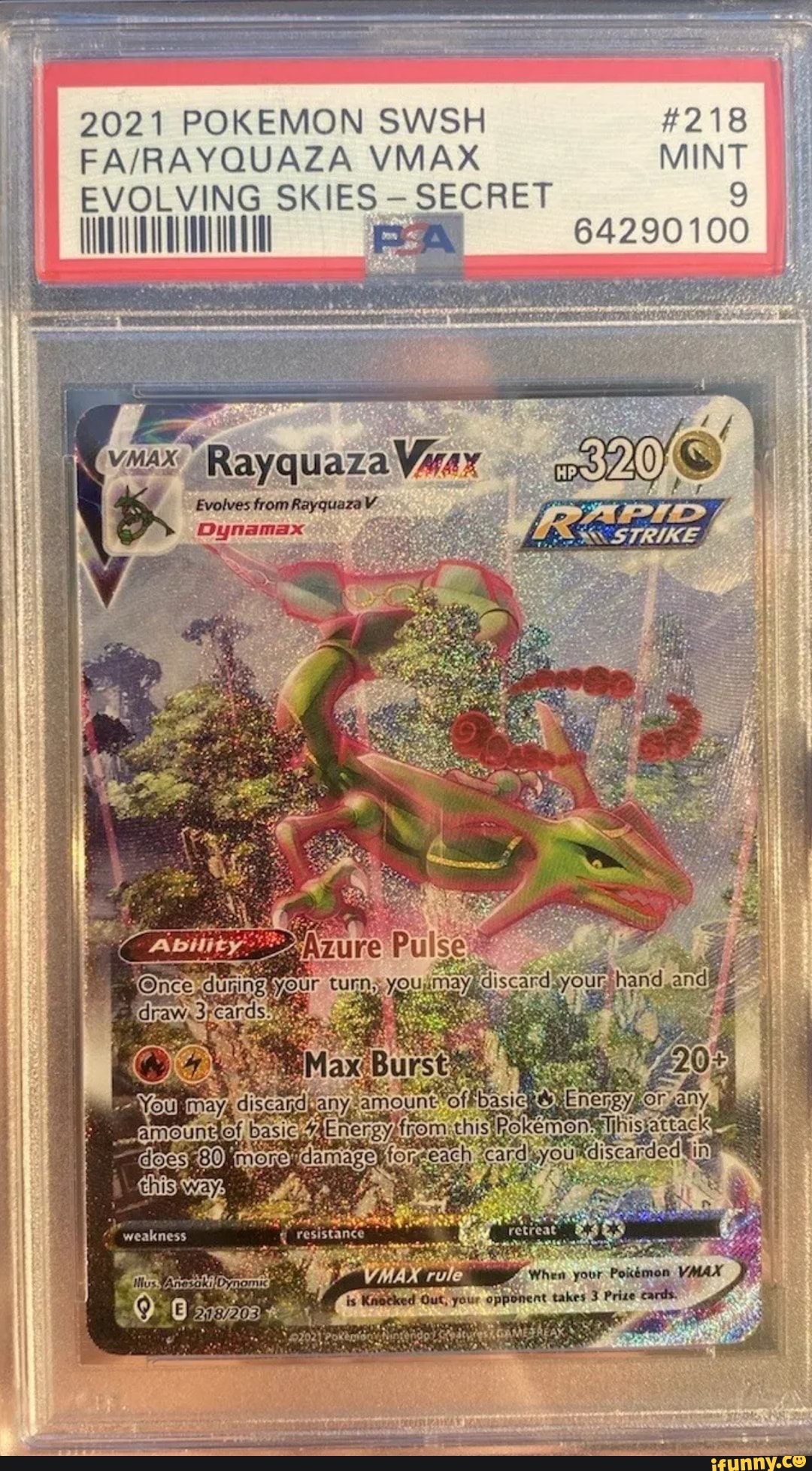 2021 POKEMON SWSH #218 FARAYQUAZA VMAX MINT EVOLVING SKIES - SECRET ...