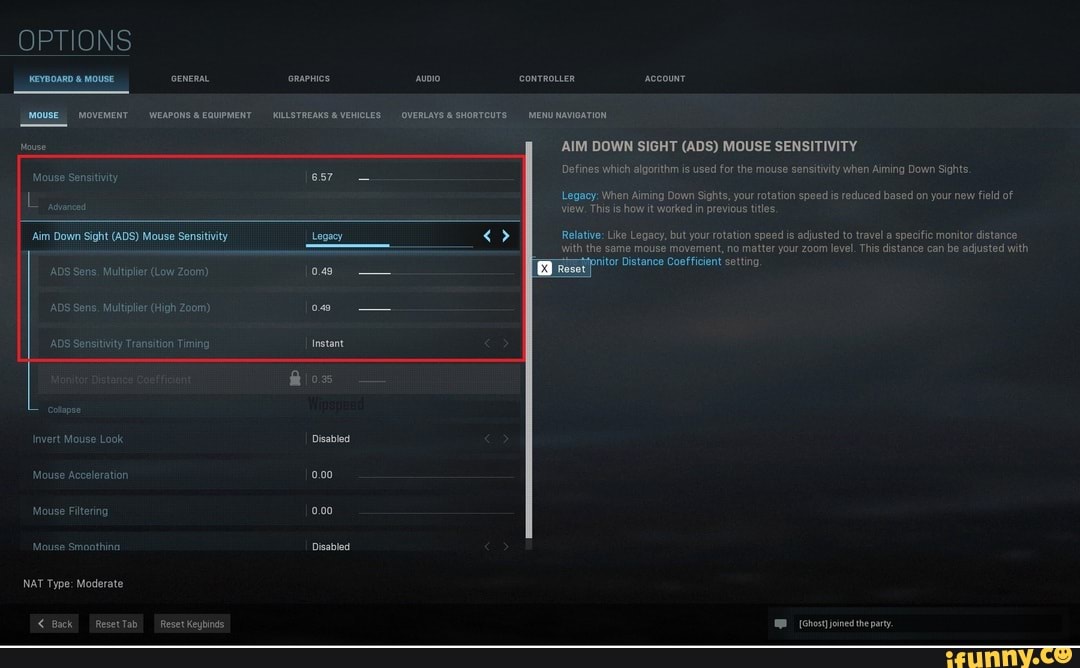 In-Game MW 2019 Mouse DPI / ADS DPI settings - OPTIONS KEYBOARD & MOUSE ...