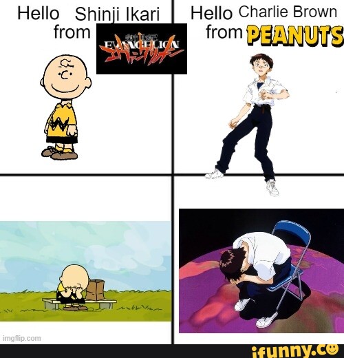 Hello Charlie Brown from PEANUTS Shinji from - iFunny