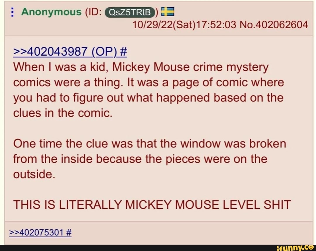 : Anonymous (ID: QsZ5 No.402062604 >>402043987 (OP) # When I was a kid ...