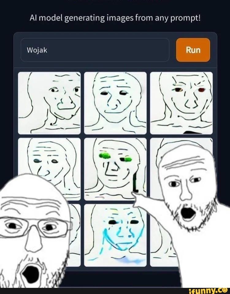 Al model generating images from any prompt! Wojak Run I ff - iFunny
