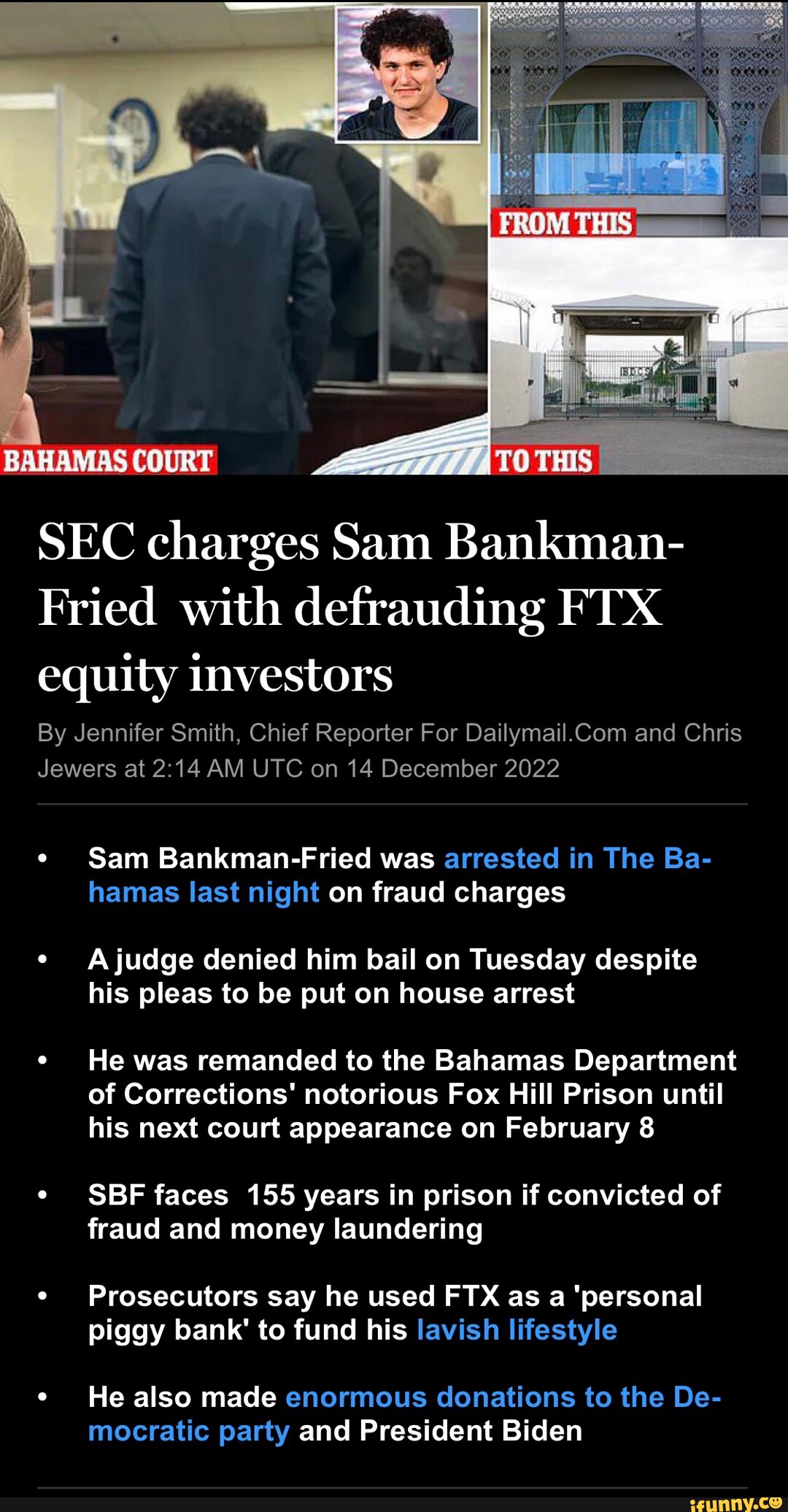 SEC charges Sam Bankman- Fried with defrauding FIX BAHAMAS equity ...
