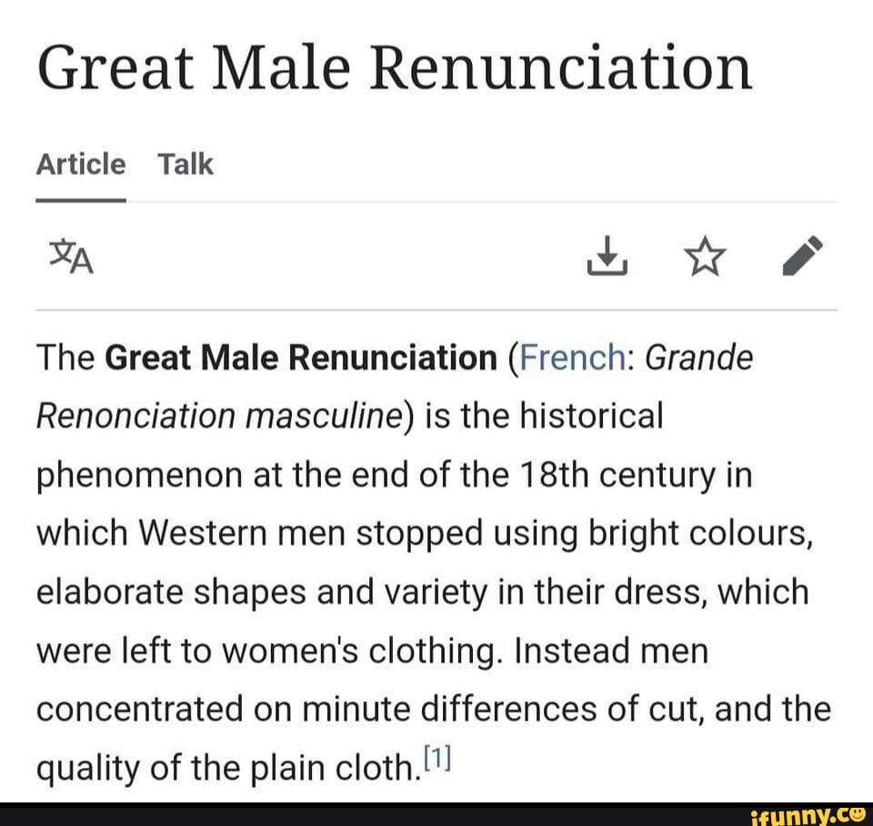Great Male Renunciation Article Talk uo we The Great Male Renunciation ...